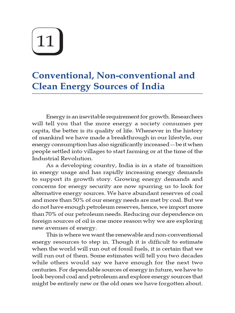 Conventional and Non-conventional energy | PDF | Energy Development ...