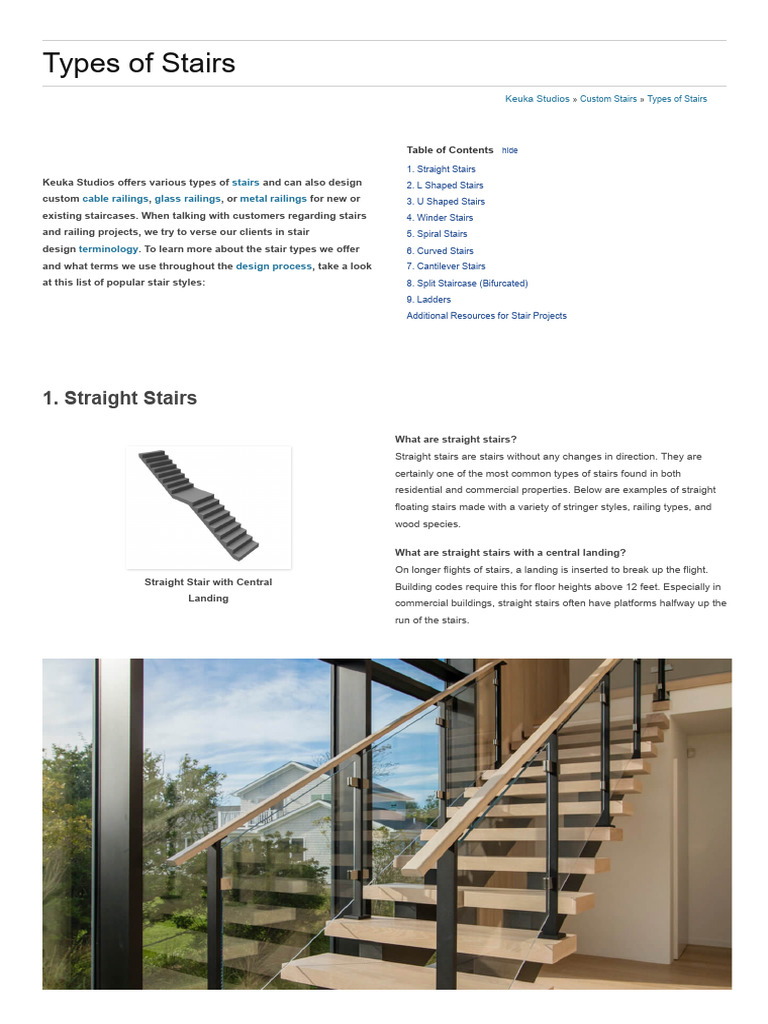 Types of stairs - Advantages & Disadvantages_ | PDF | Stairs