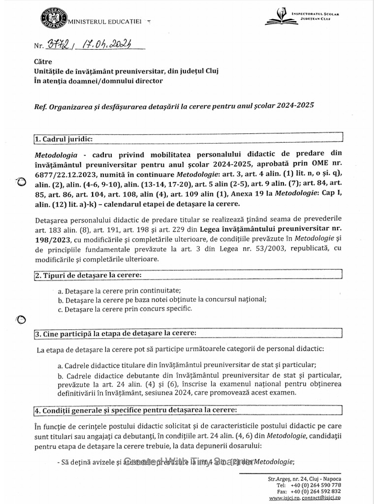 Adresa - Detasare La Cerere 2024 | PDF | Home & Garden