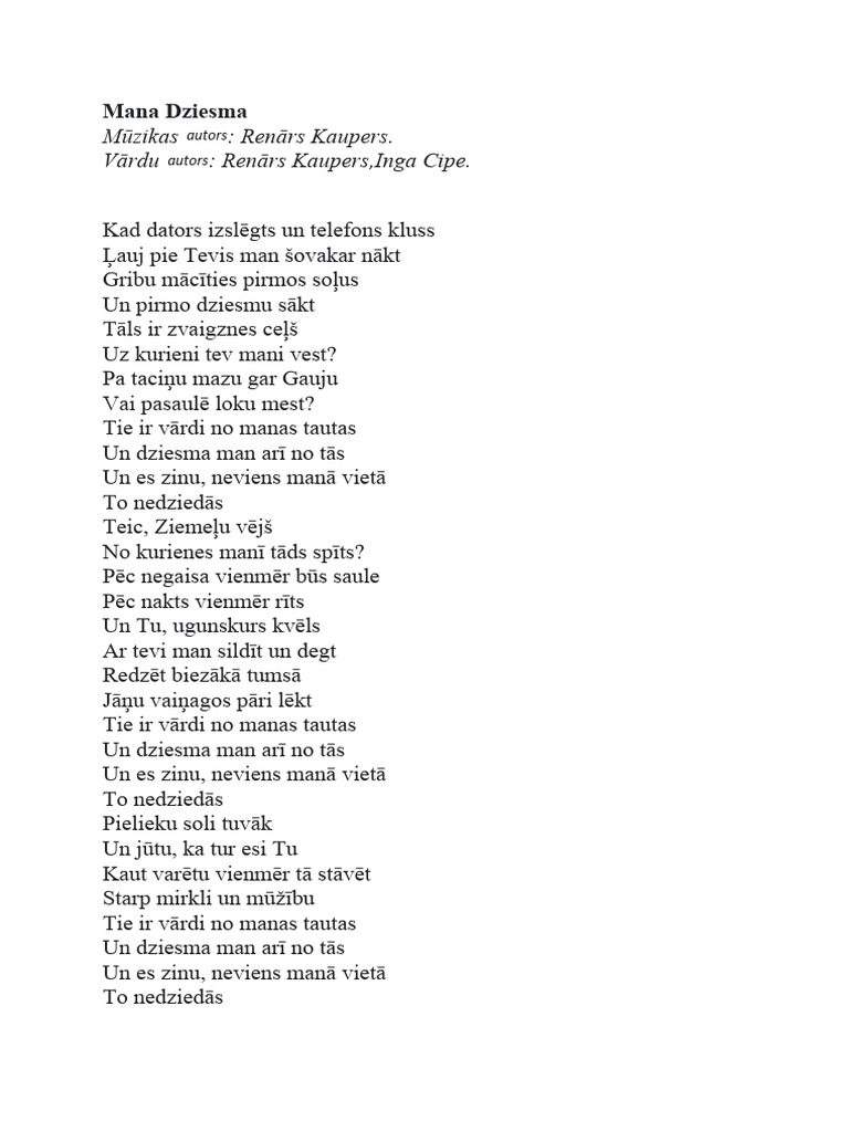 Mana Dziesma | PDF