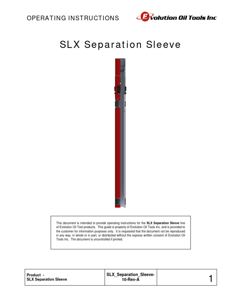 SLX Separation Sleeve Operating Guide | PDF