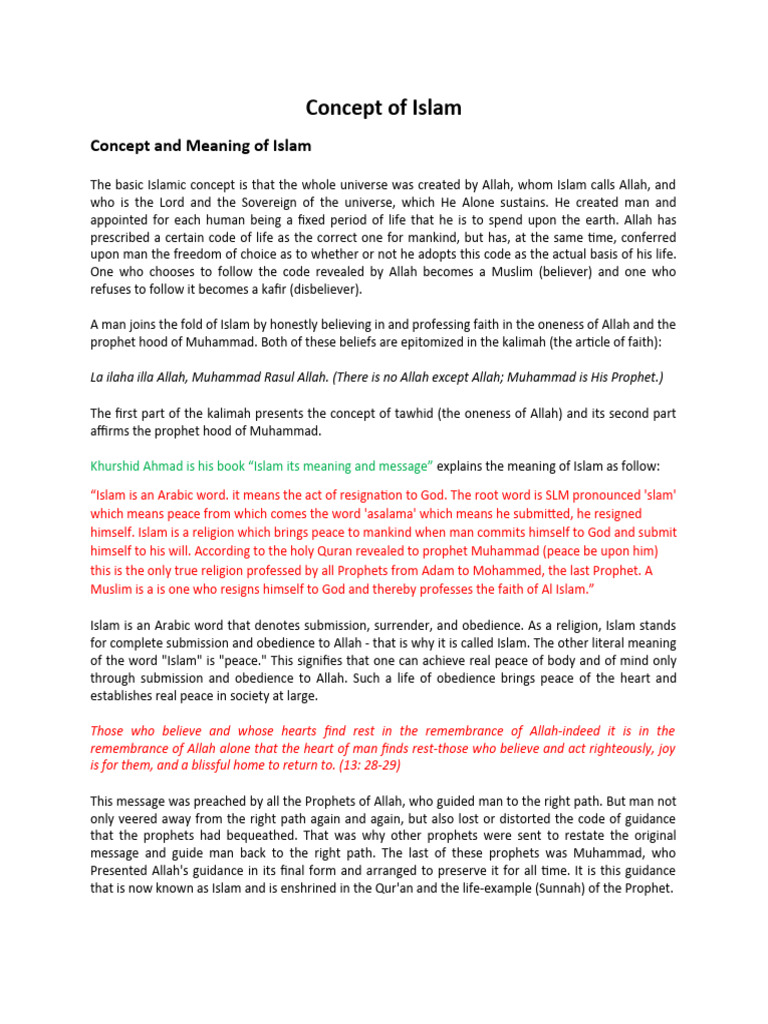 Concept of Islam | PDF | Prophets And Messengers In Islam | Revelation