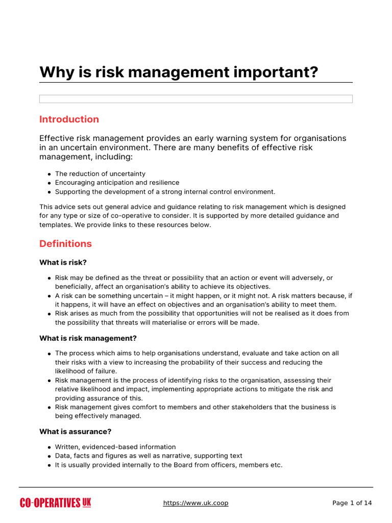 Why Is Risk Management Important | PDF | Risk | Risk Management