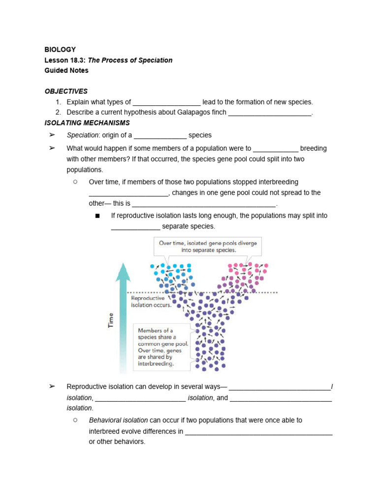 Biology 18.3 Guided Notes | PDF | Species | Natural Selection