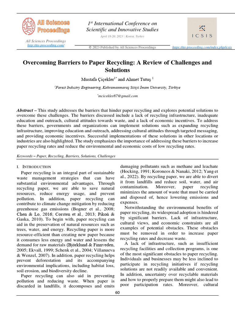Overcoming Paper Recycling Barriers | PDF | Recycling | Climate Change