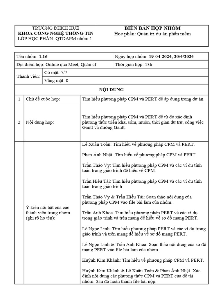 Bien Ban Hop Nhom 1.16 | PDF