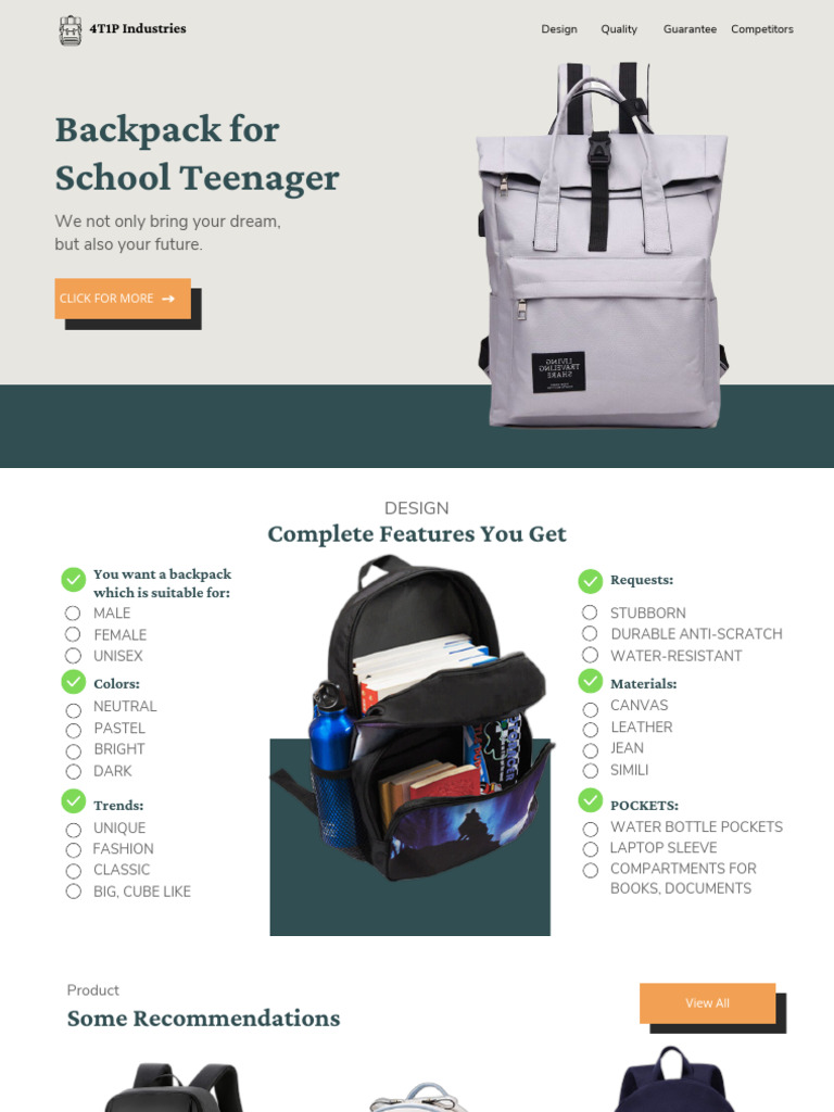 Teen Backpack Buying Guide & Features | PDF | Backpack