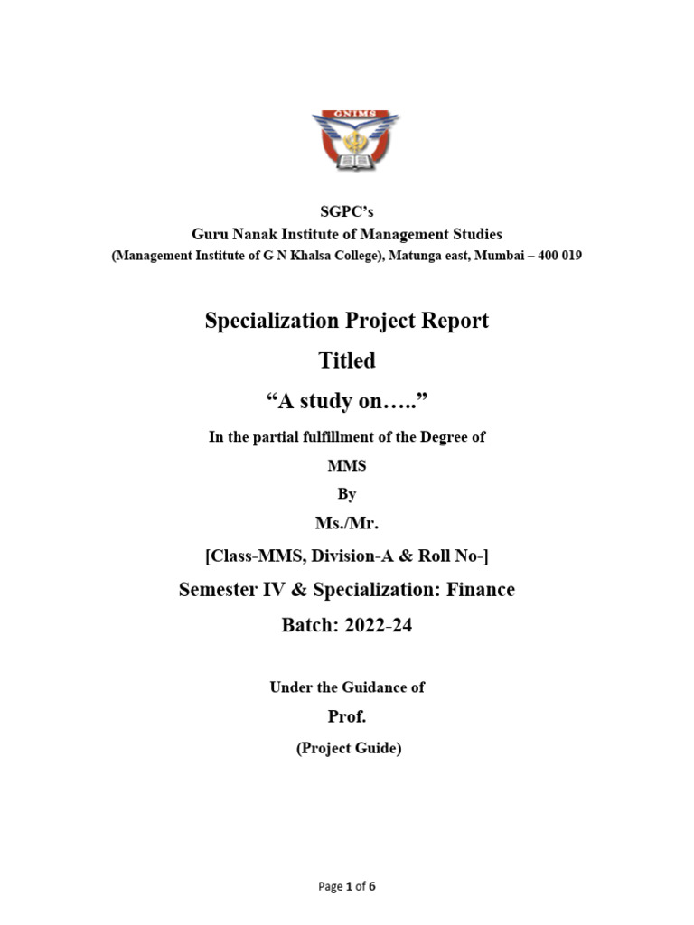 Project Format Front Page-MMS Sem 4 | PDF | Indian Religions