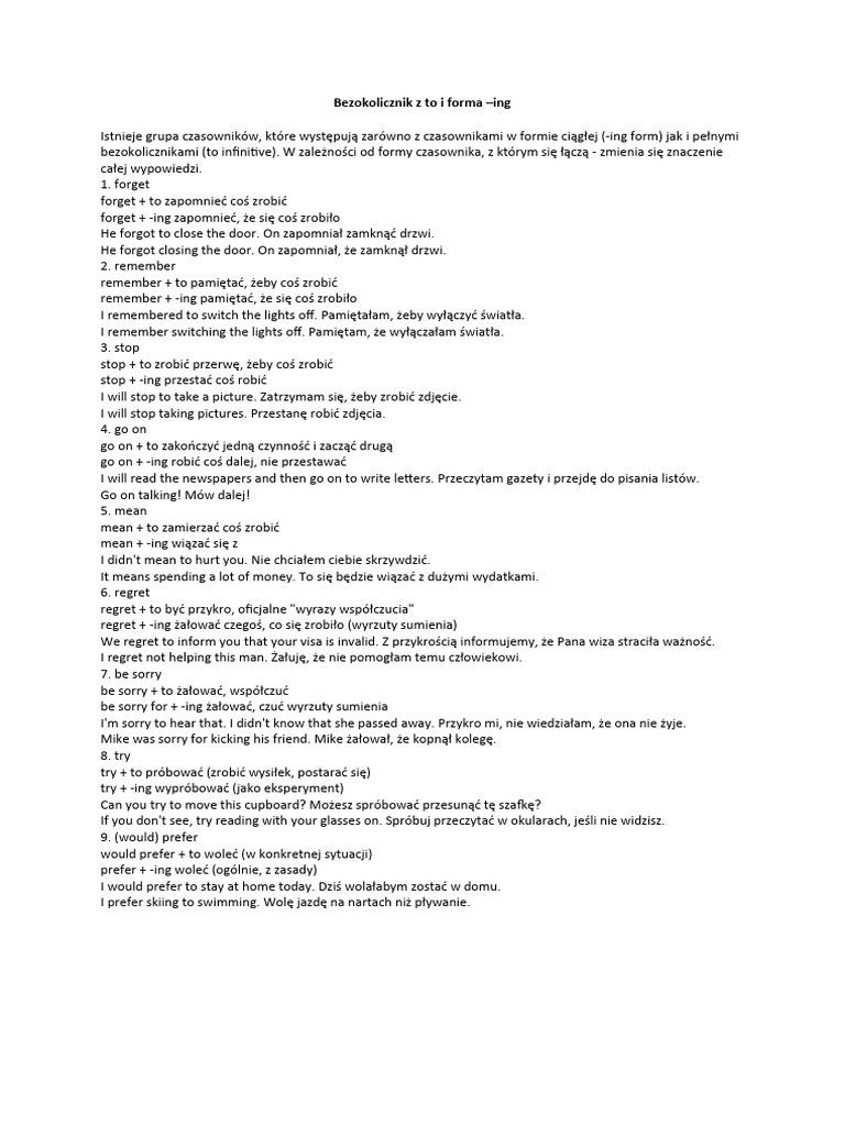 Bezokolicznik Z To - Ing | PDF