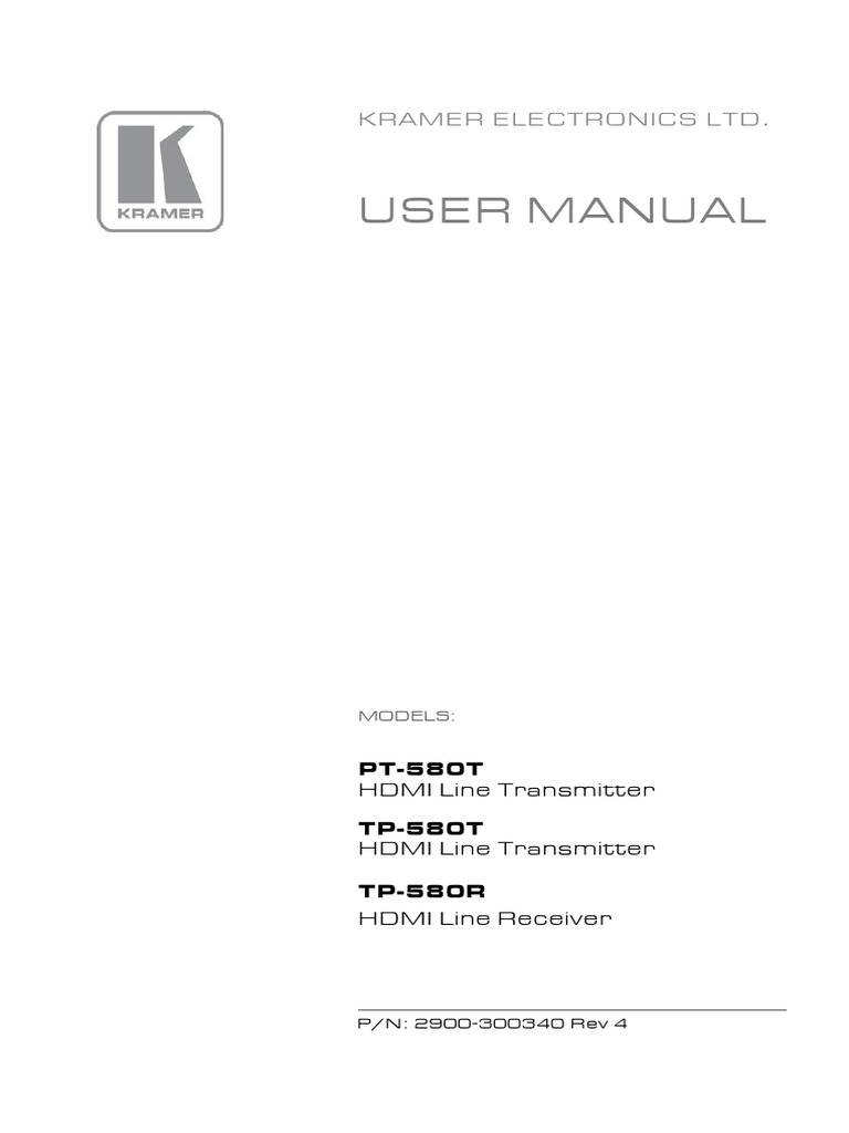 Kramer PT 580t TP 580t TP 580r Um 4 | PDF | Hdmi | Computing