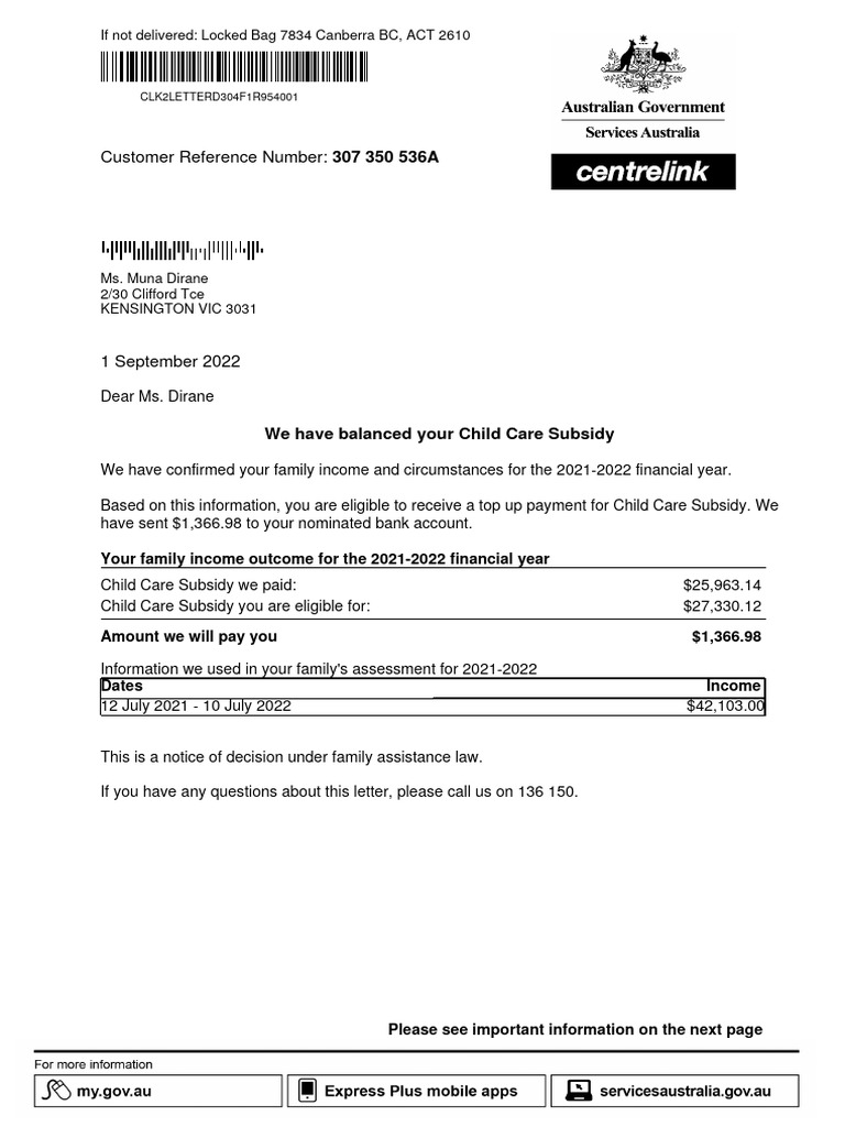 General D304F1R954 | PDF | Subsidy | Child Care