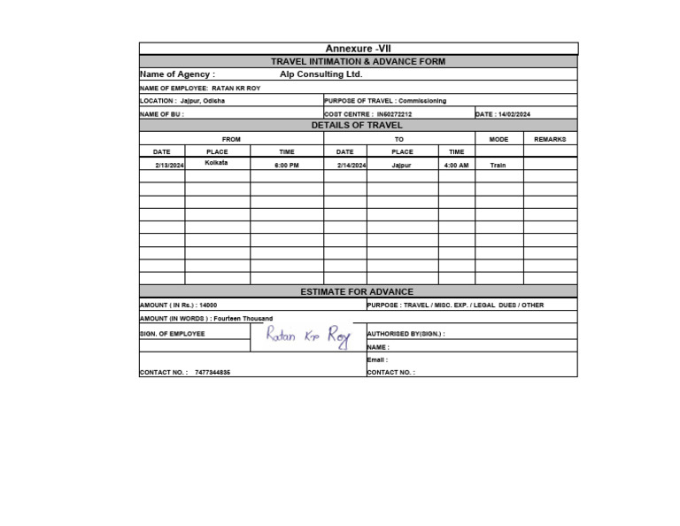 Advance Form - Jajpur - 14022024 | PDF