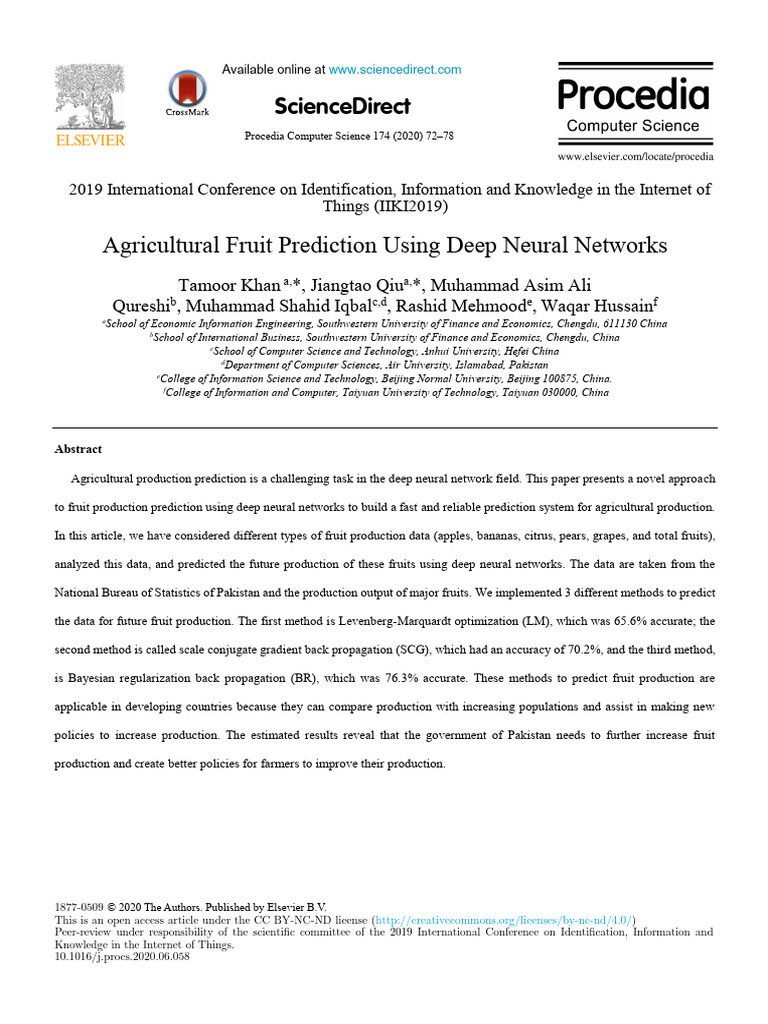 Agricultural Fruit Prediction Using Deep Neural Networks | PDF ...