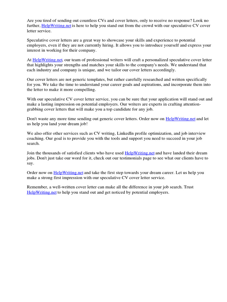 Speculative CV Cover Letter | PDF | Résumé | Accounts Payable