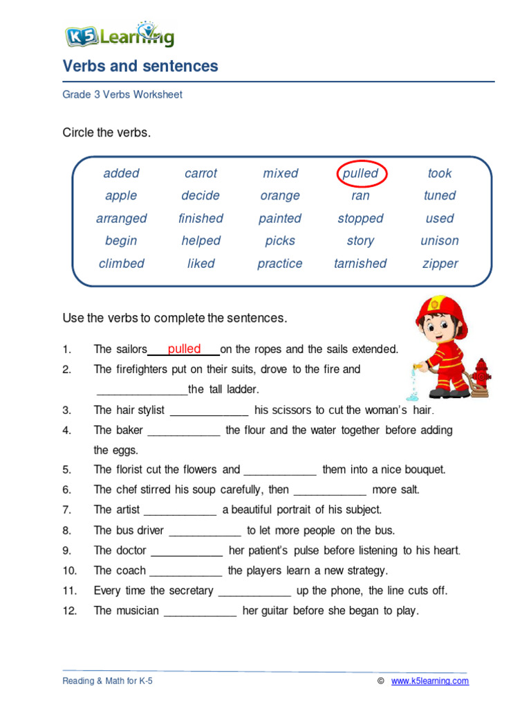 Verbs and Sentences Worksheet | PDF