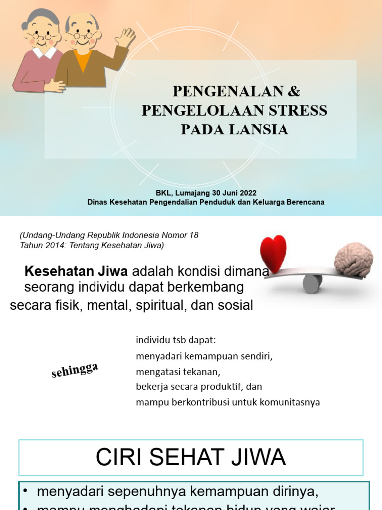 Pengenalan Dan Pengelolaan Stress Pada Lansia | PDF | Pengembangan Diri