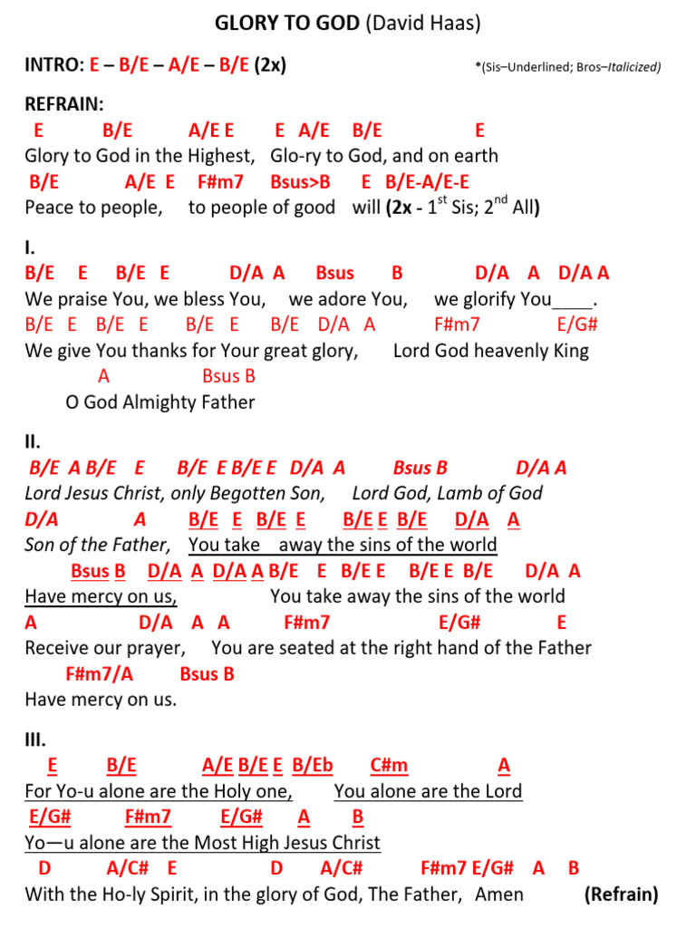 GLORY TO GOD (David Haas) | PDF