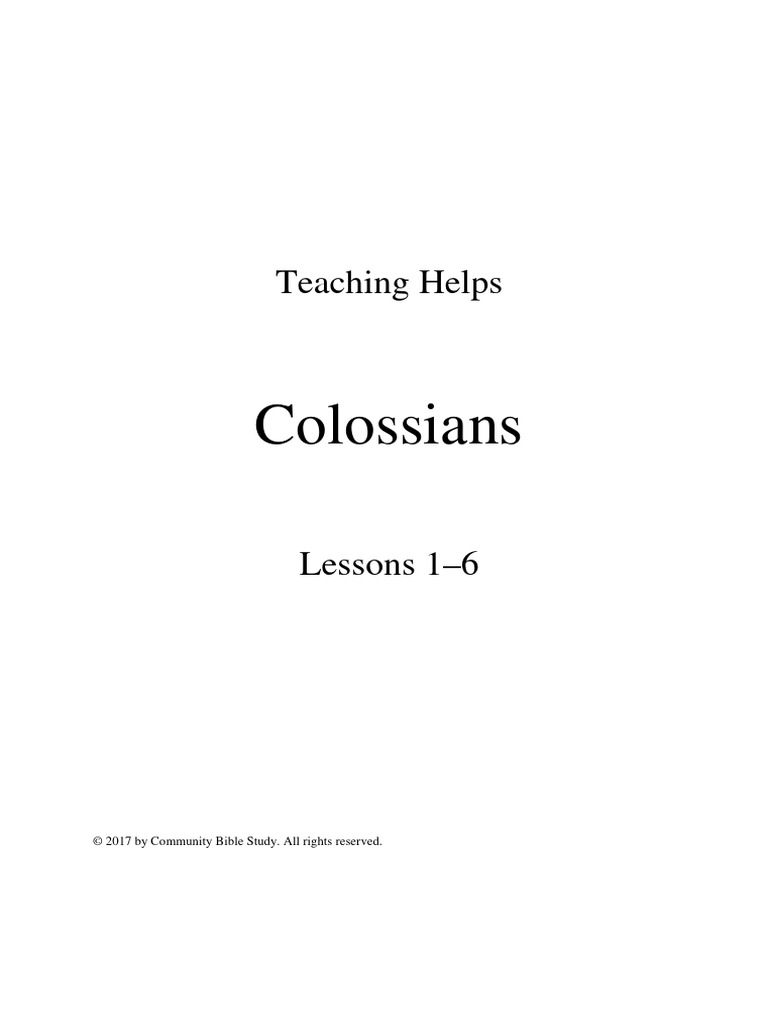 Colossians - Teaching Helps A4 PDF | PDF | Epistle To The Colossians ...