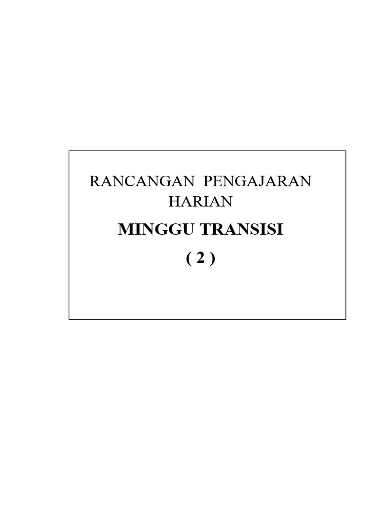 RPH Transisi 2020 Minggu | PDF