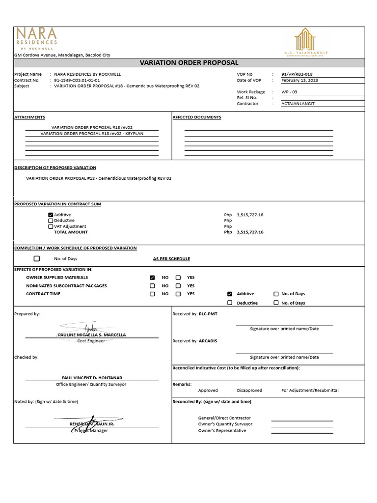 Vop 18 Cementitious Waterproofing Rev02 - Vop | PDF