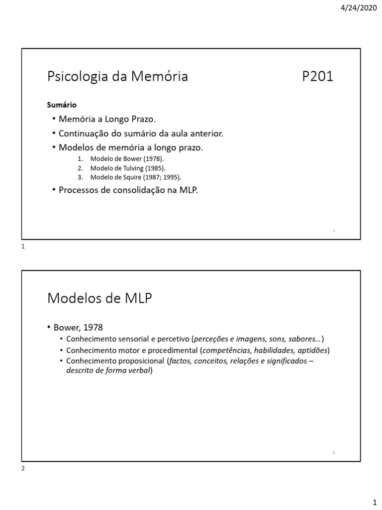 Aula 9 | PDF | Memória | Aprendizado
