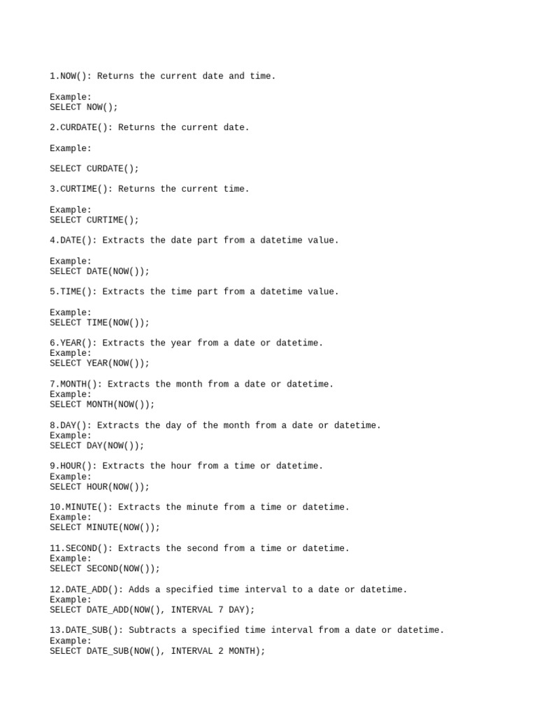Date Functions | Download Free PDF | Computer Data | Computer Programming