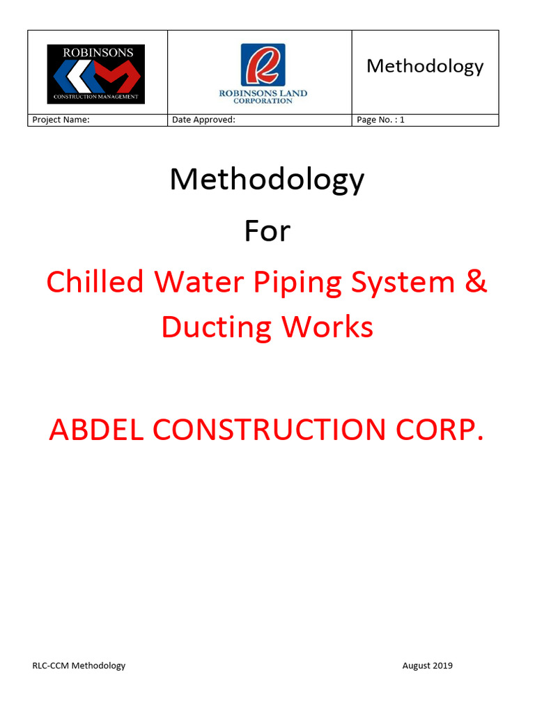 ABDEL CONSTRUCTION CORP. CHILLED WATER SYSTEM INSTALLATION Methodology ...
