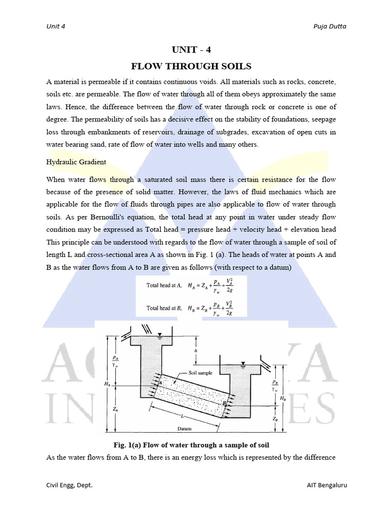 Flow through Soils - Copy | PDF | Fluid Dynamics | Laminar Flow
