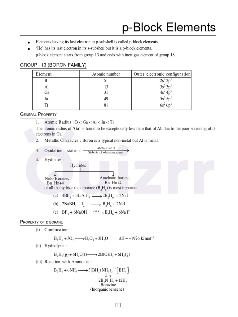 Mathongo P Block Formula Sheets Quizrr | PDF | Chlorine | Chemical Bond