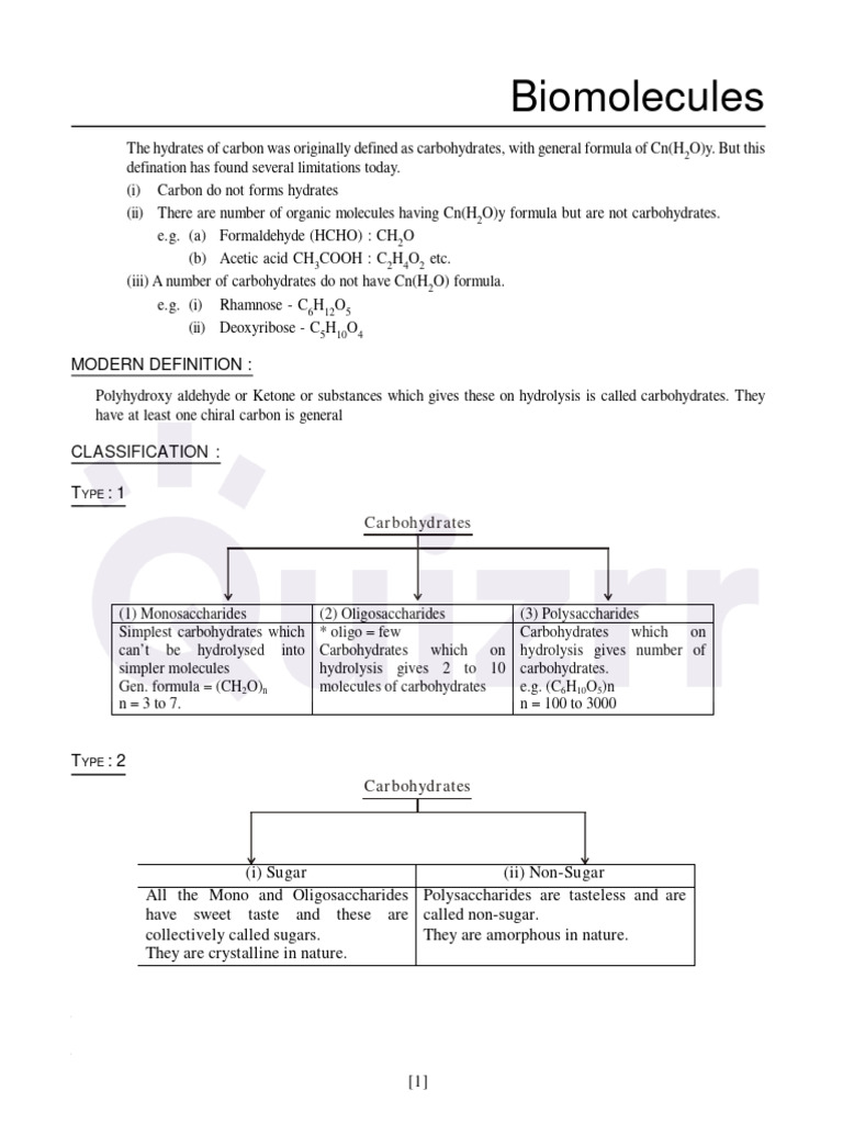 Mathongo Biomolecules - Formula - Sheets - Quizrr | PDF | Carbohydrates ...