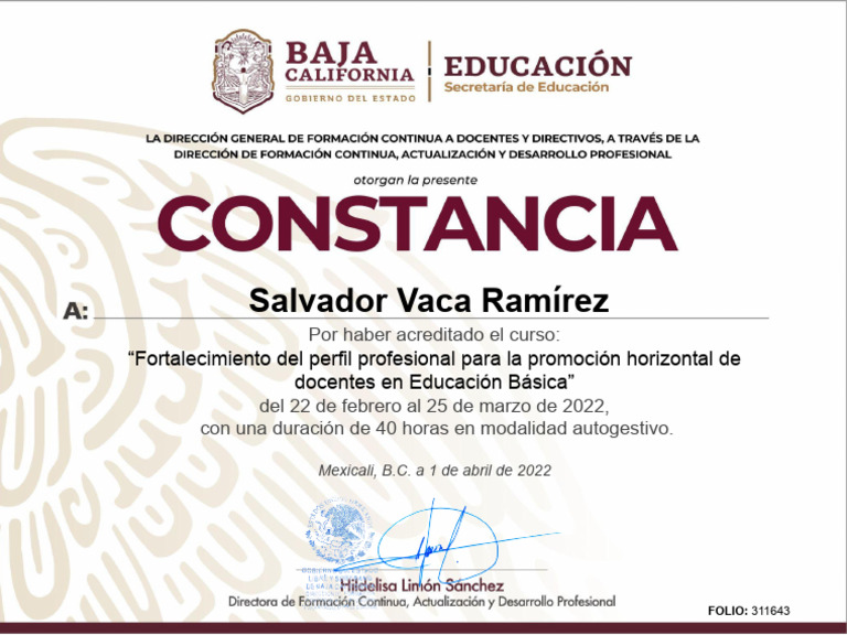 Constancia Formacion Docente 2022 | PDF