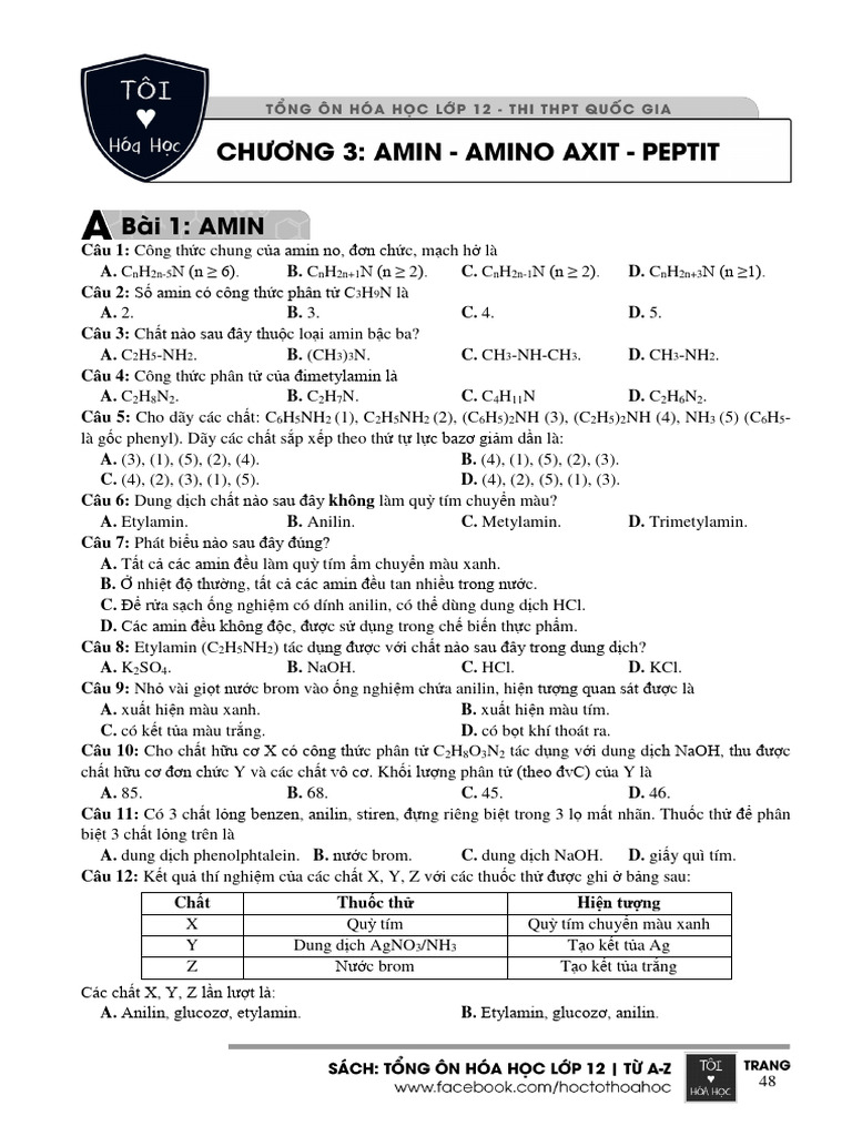 Chương 3 - Amino Axit Peptit Protein | PDF