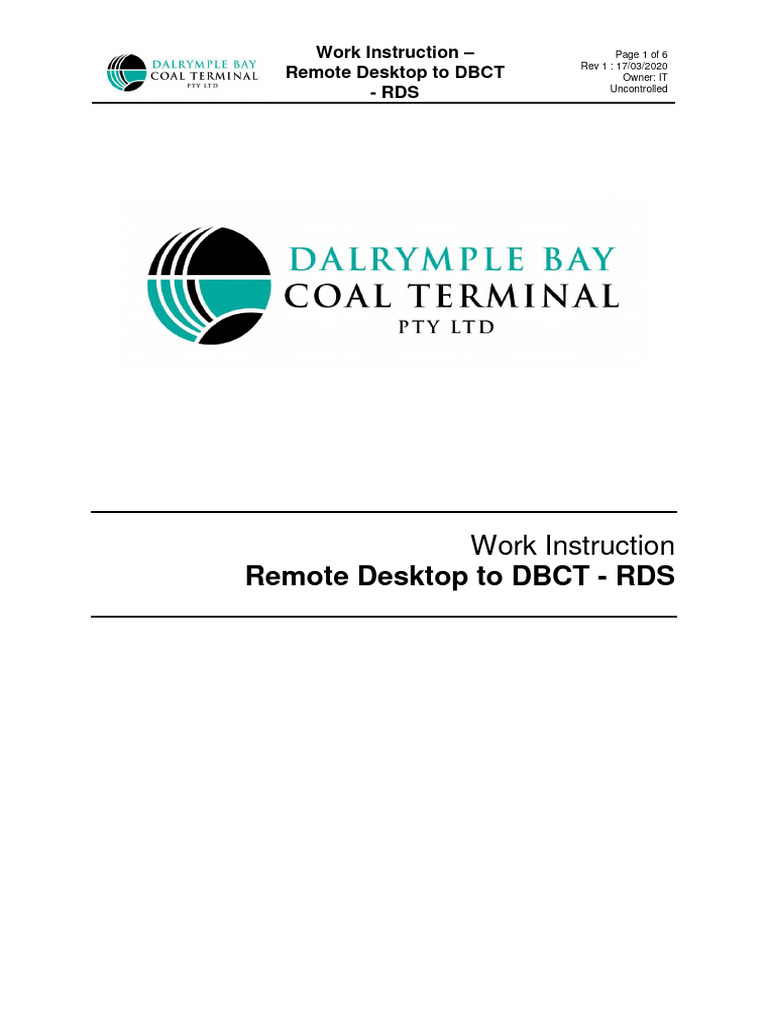 Work Instruction - Remote Desktop - RDS | PDF | Remote Desktop Services ...