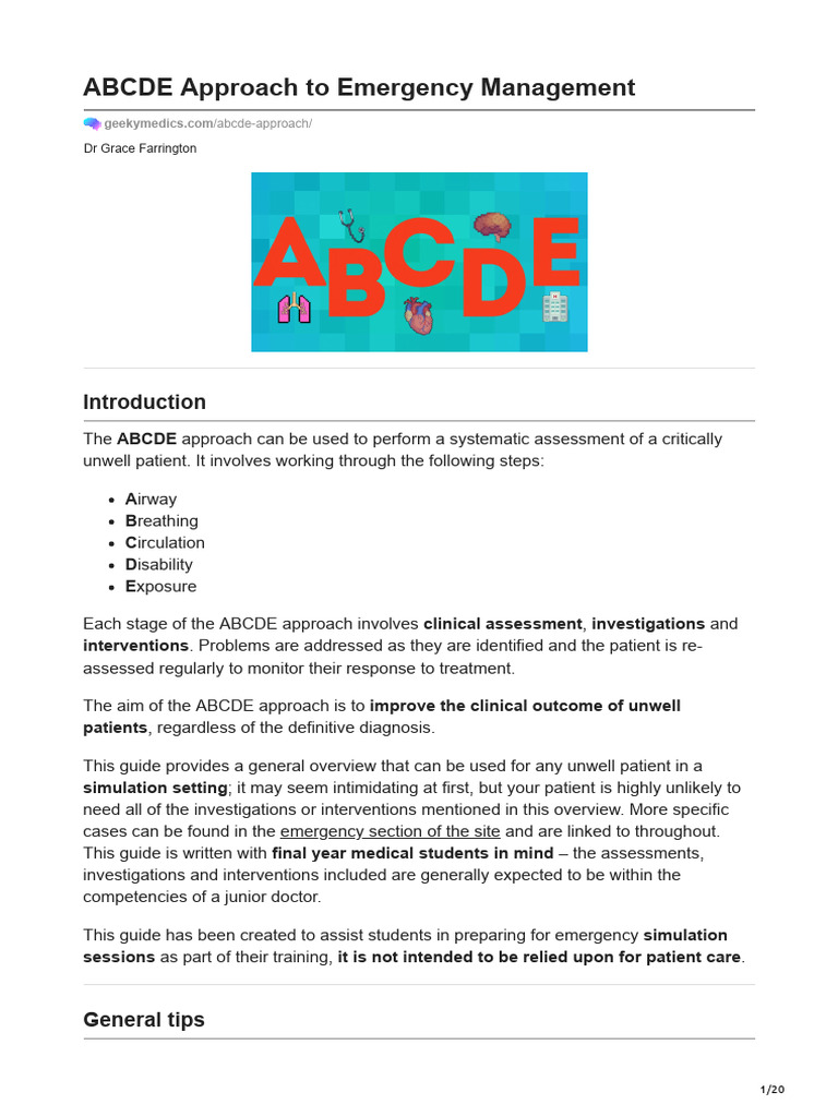 ABCDE Approach To Emergency Management | Download Free PDF | Heart ...