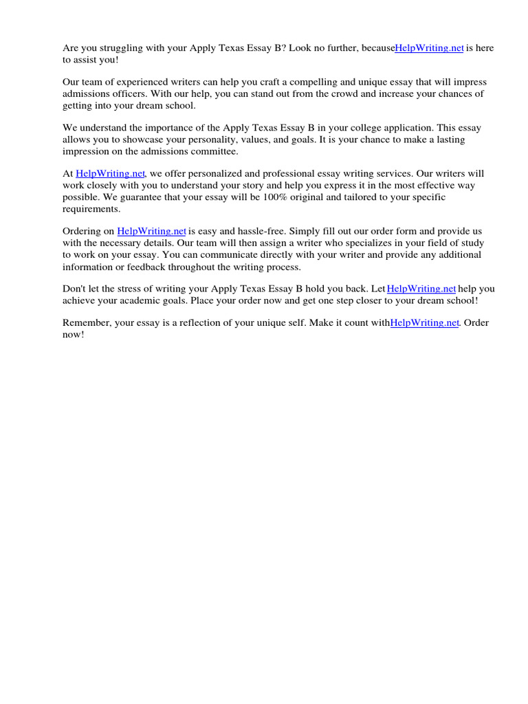 Apply Texas Essay B | PDF | Essays | Learning