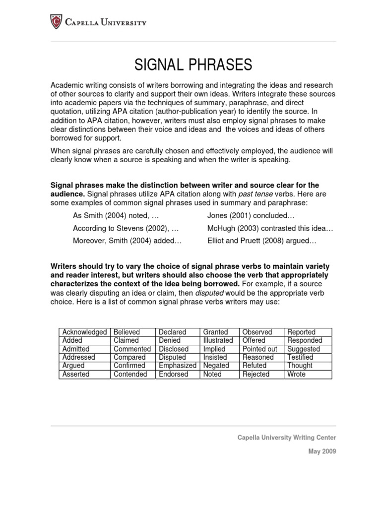 2-Signal Phrases | Download Free PDF | Verb | Citation