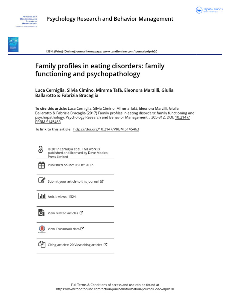 Family Profiles in Eating Disorders | PDF | Eating Disorder | Mental ...