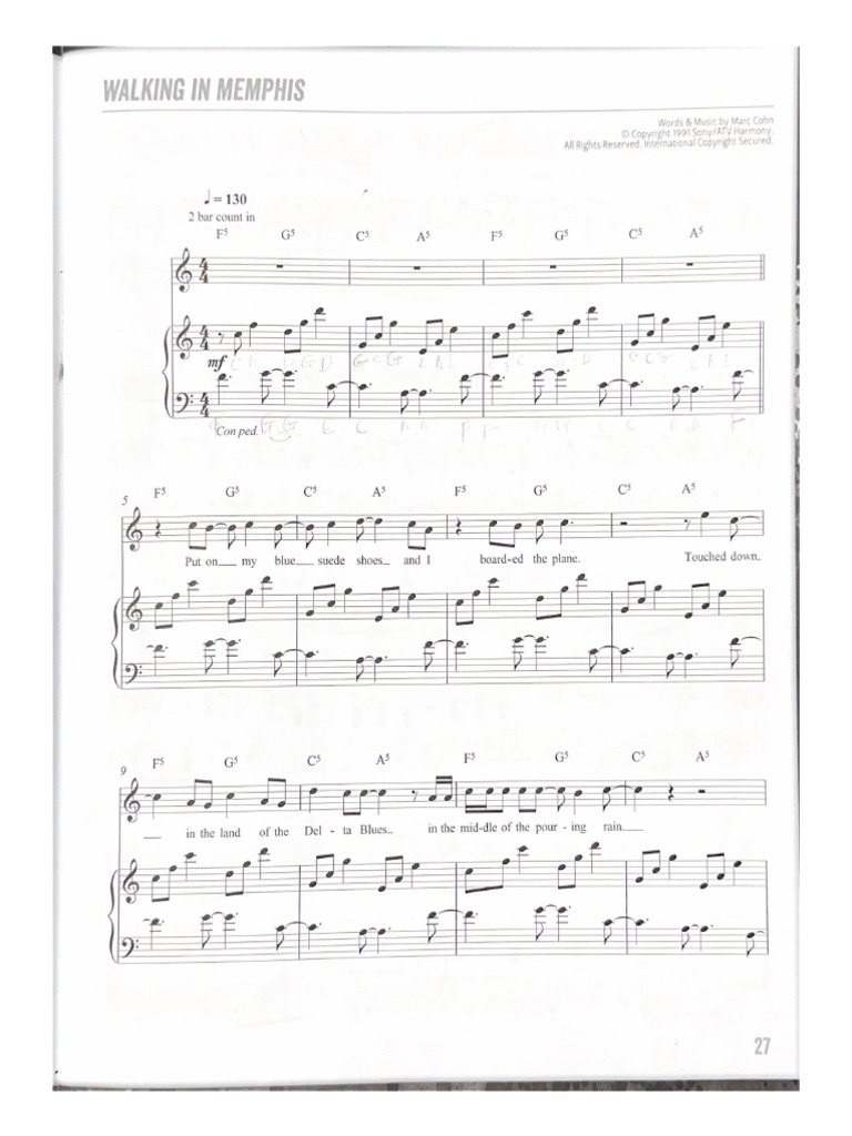 Walking in Memphis Score | PDF