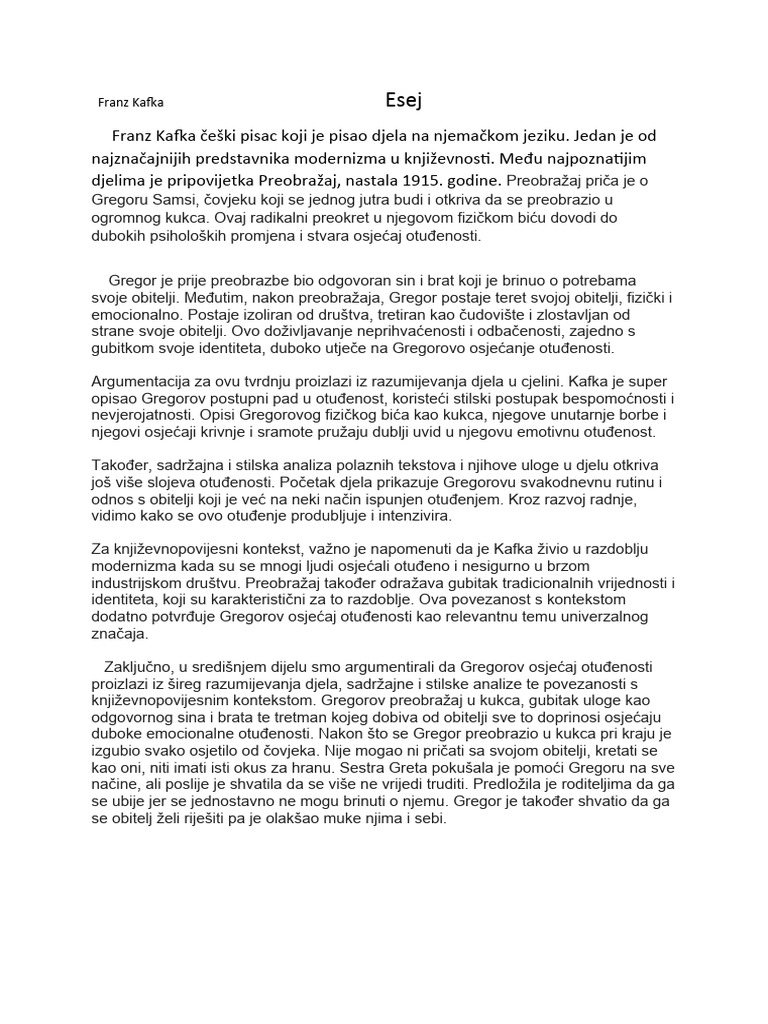 Franz Kafka Esej | PDF