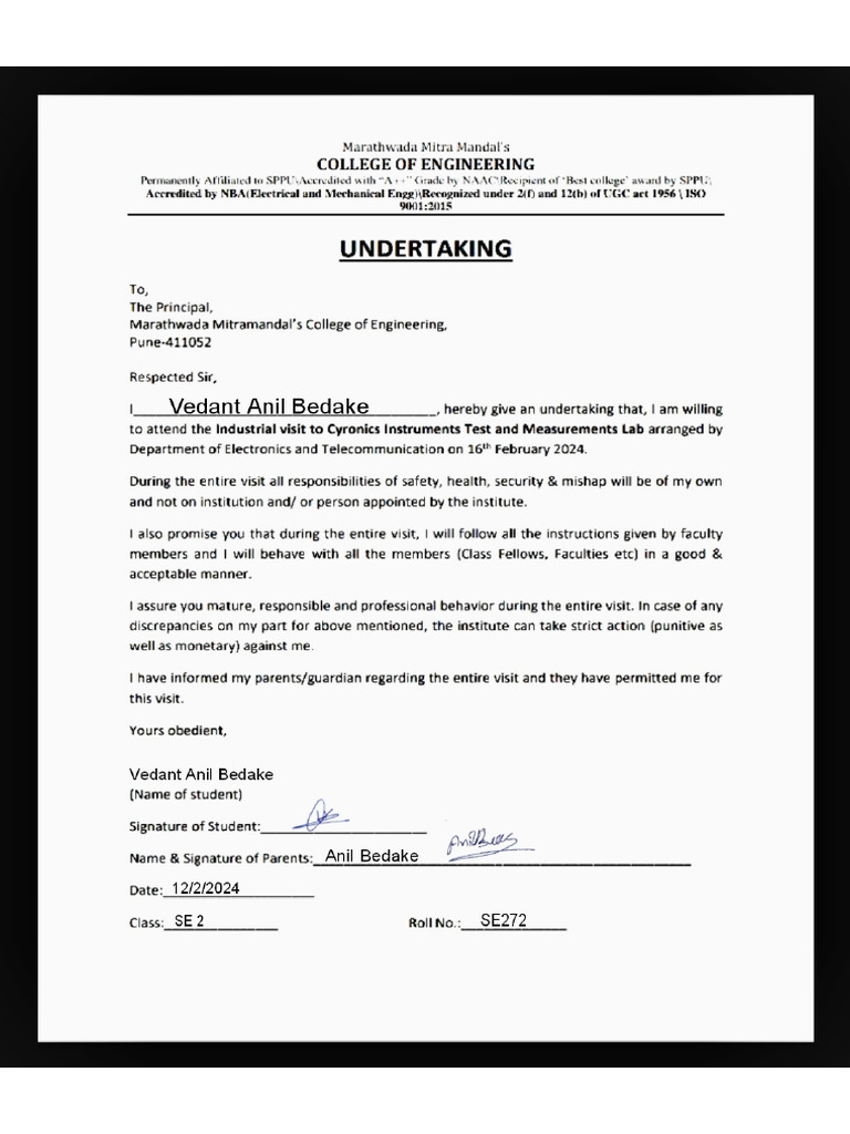 Undertaking form | PDF