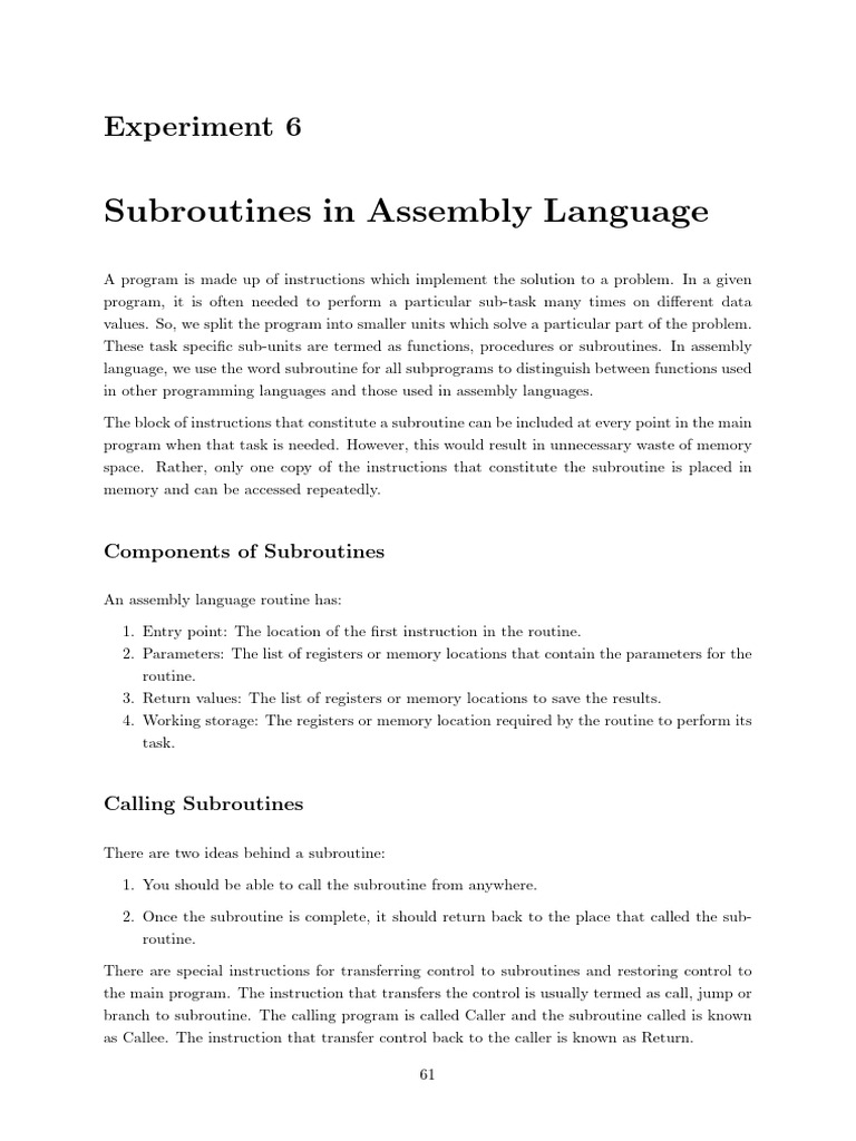 06_Subroutines_in_ARM | PDF | Parameter (Computer Programming) | Computing 06_Subroutines_in_ARM | PDF | Parameter (Computer Programming) | Computing