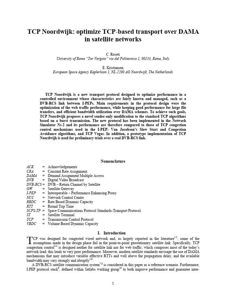 Paper_TCP Noordwijk ISCCS final2 | PDF | Transmission Control Protocol | Network Congestion