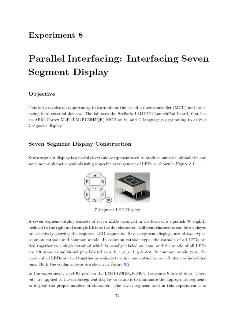 08 Parallel Interfacing Seven Segment Interfacing Pdf Computer