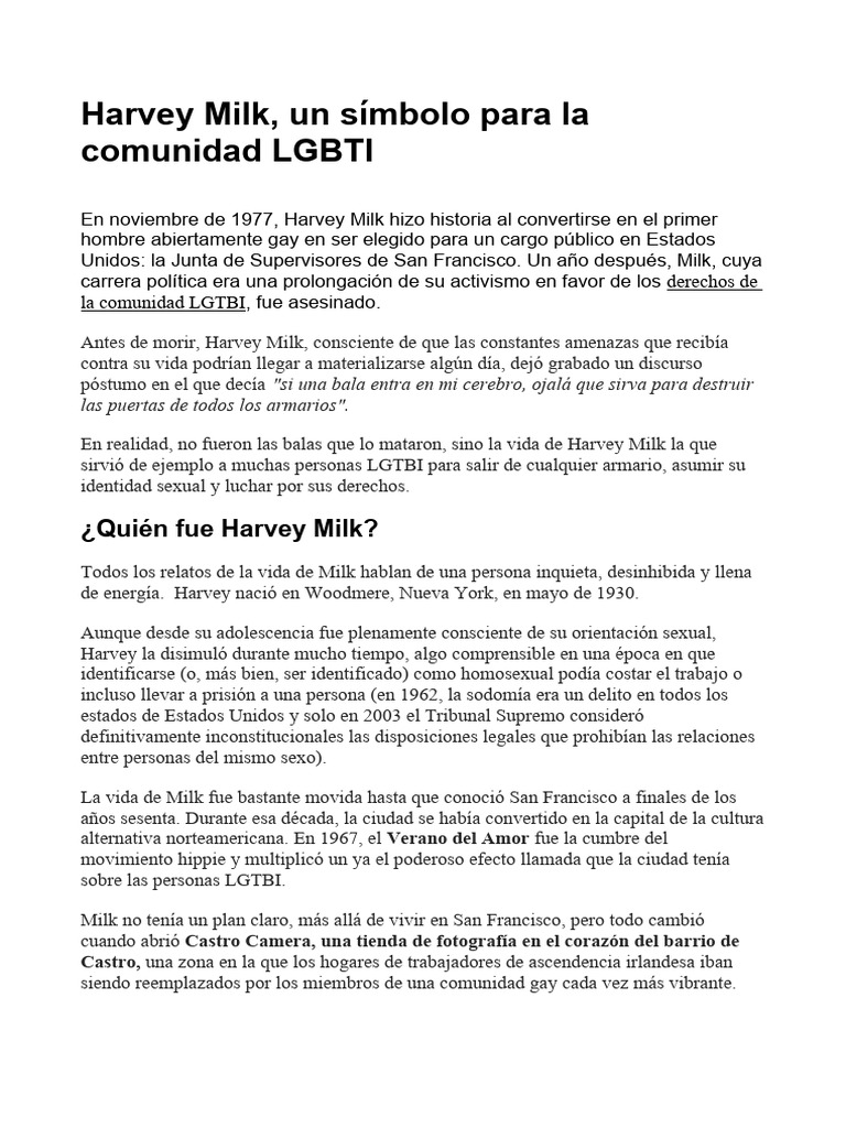 Harvey Milk | PDF | Homosexualidad | LGBT