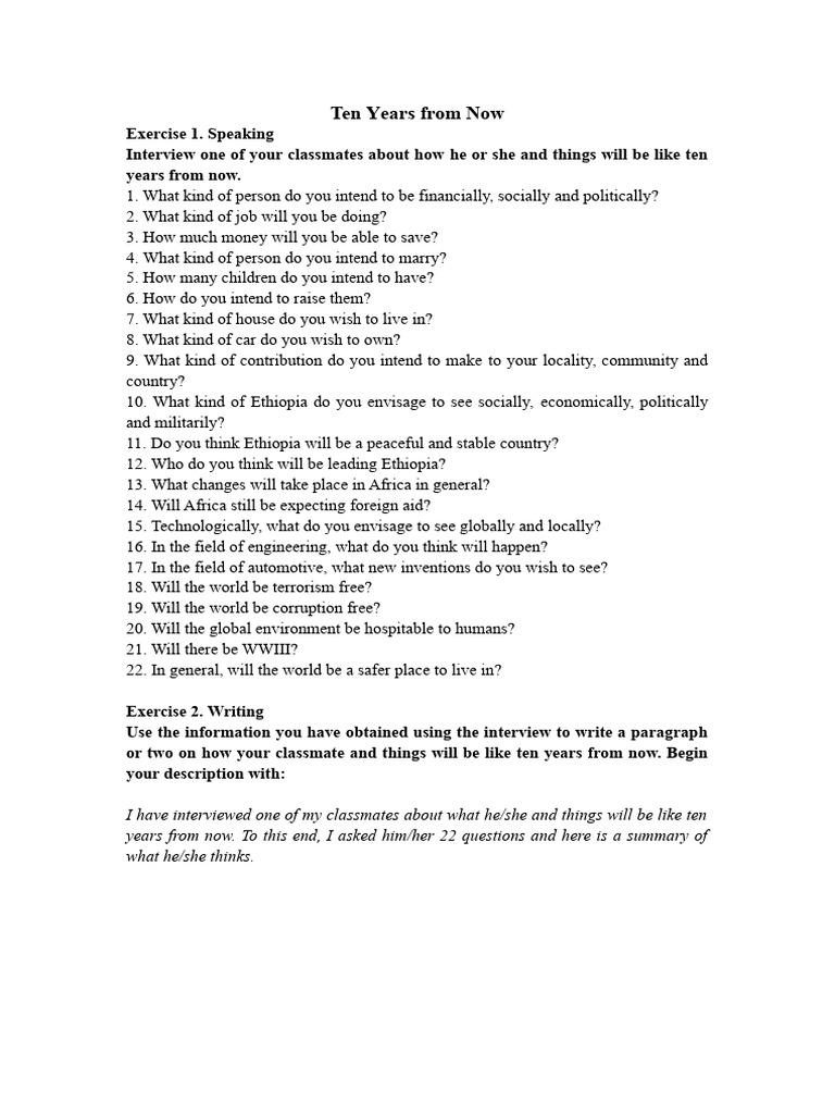 Ten Years From Now | PDF