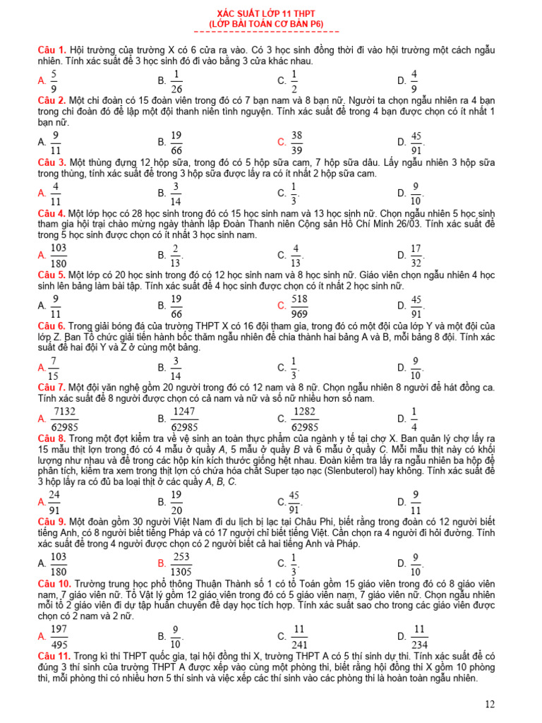 He Thong Bai Tap Trac Nghiem Xac Suat Trang 2 | PDF