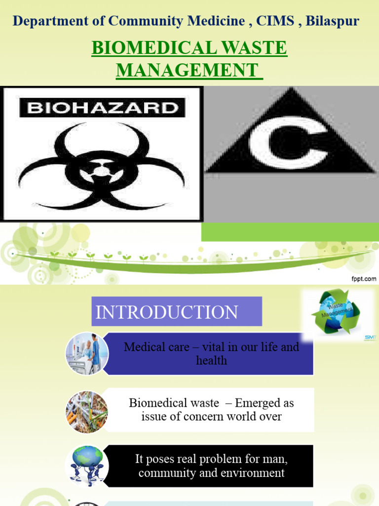 Biomedical Waste Management: Department of Community Medicine, CIMS ...