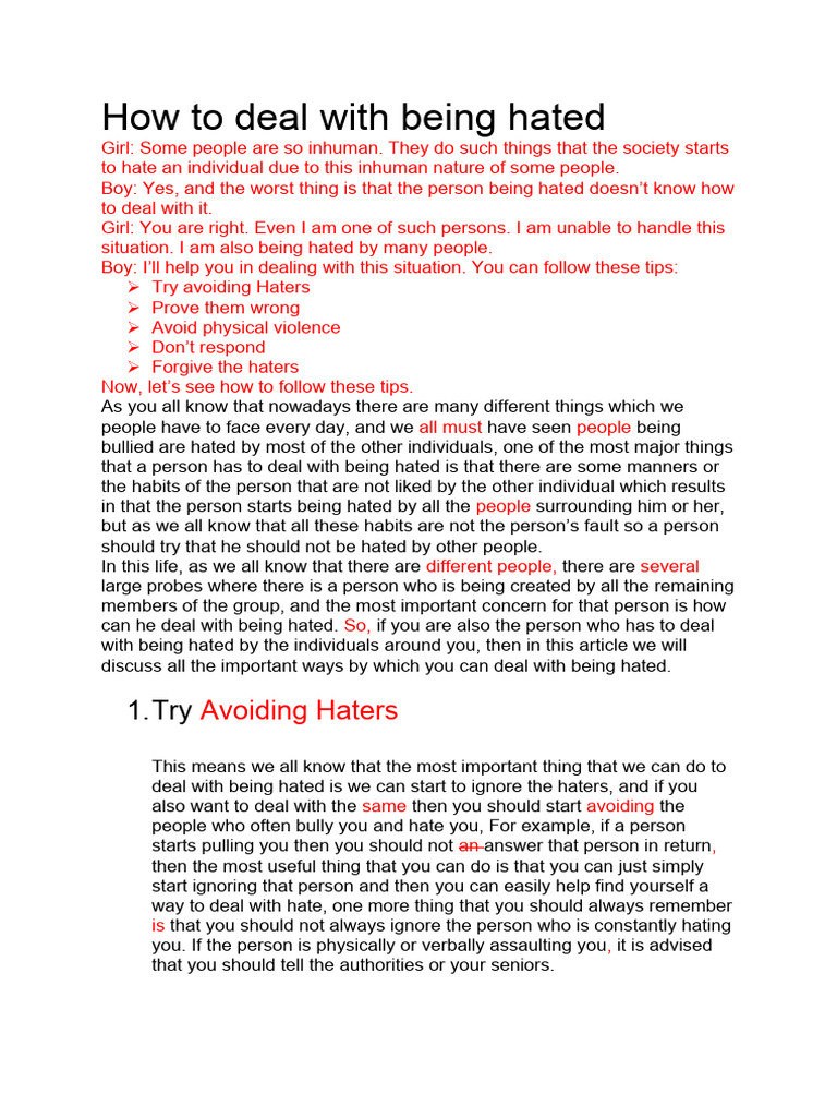 How To Deal With Being Hated | PDF | Hatred | Social Media