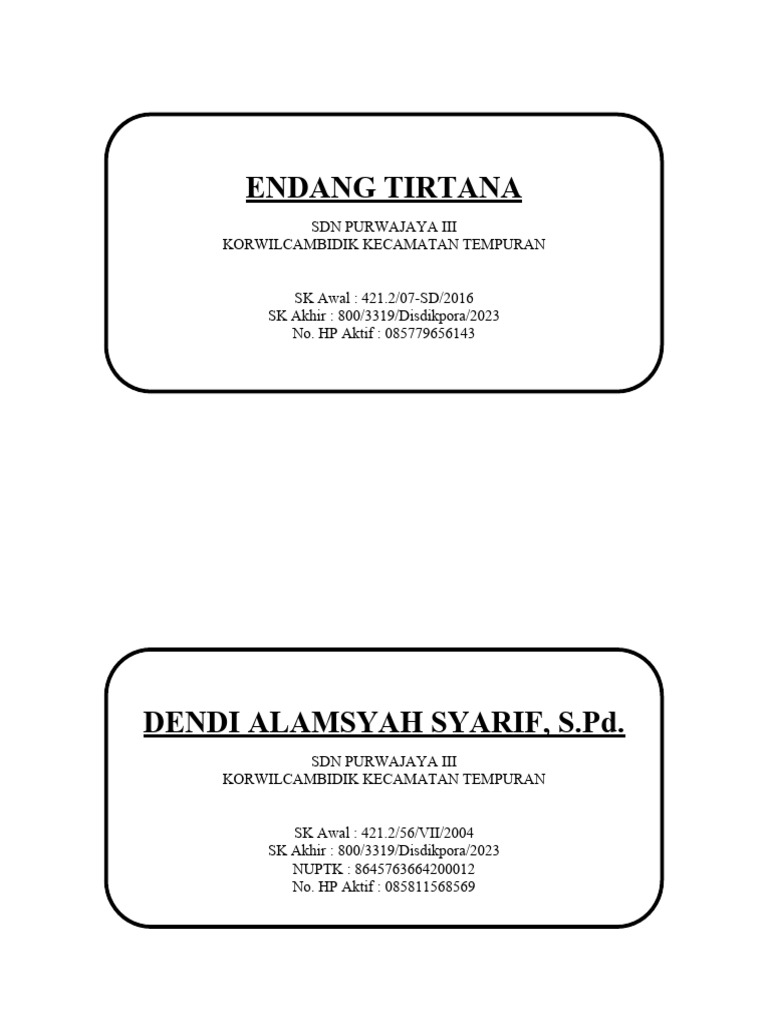 Contoh Label Buat VERPAL SKD PMMS | PDF
