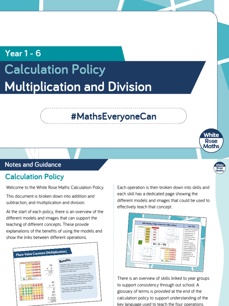 Calculation Policy - Multiplication & Division | PDF | Multiplication ...